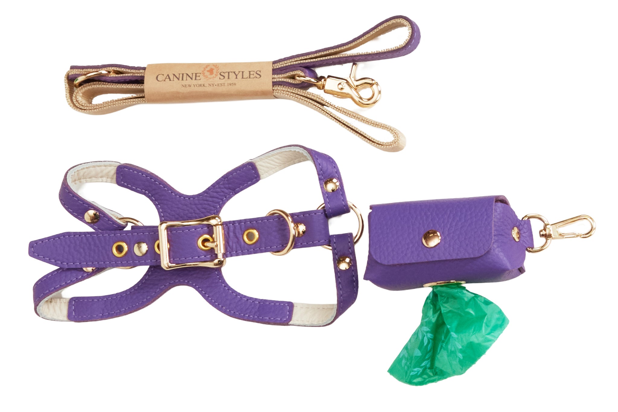 Canine Styles Leather Step-in Harness - Three Piece Set - Nylon/Leathe